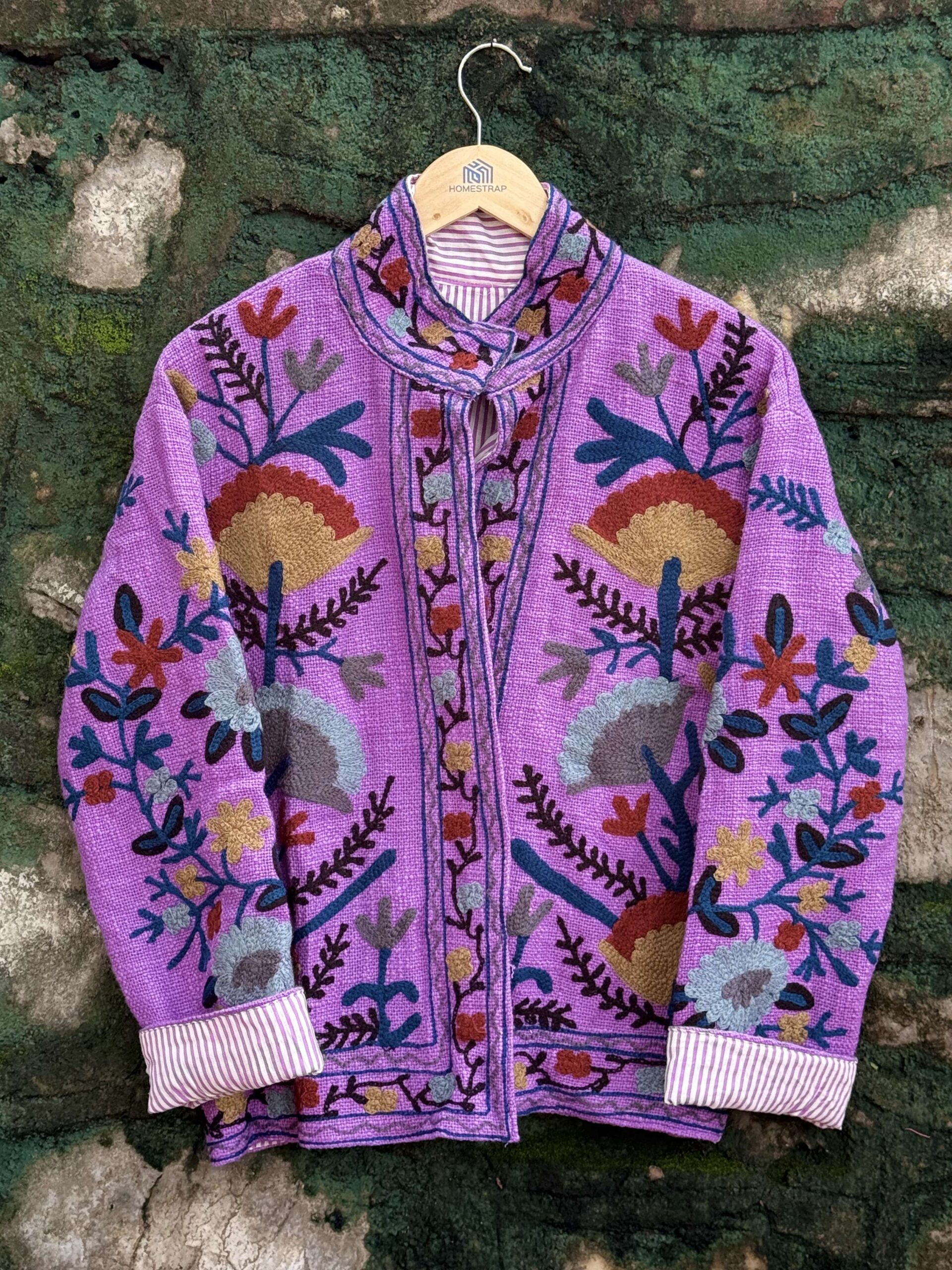Womens Purple Velvet Embroidered Jacket With Floral Design | Buy Womens ...